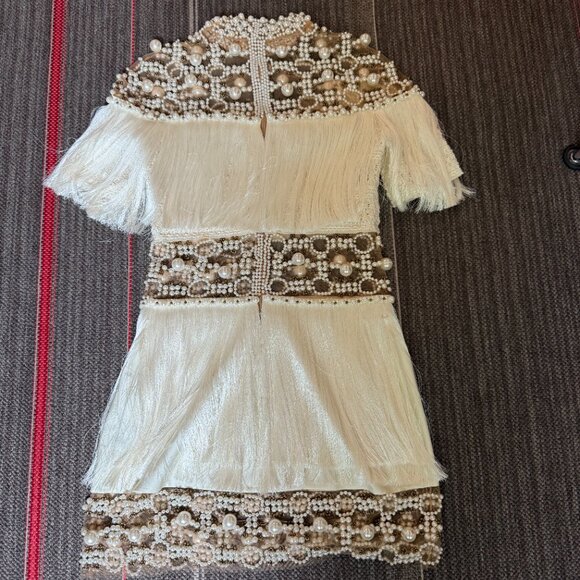 PatBO | Dresses | Patbo Handbeaded Pearl And Fringe Mini Dress | Poshmark